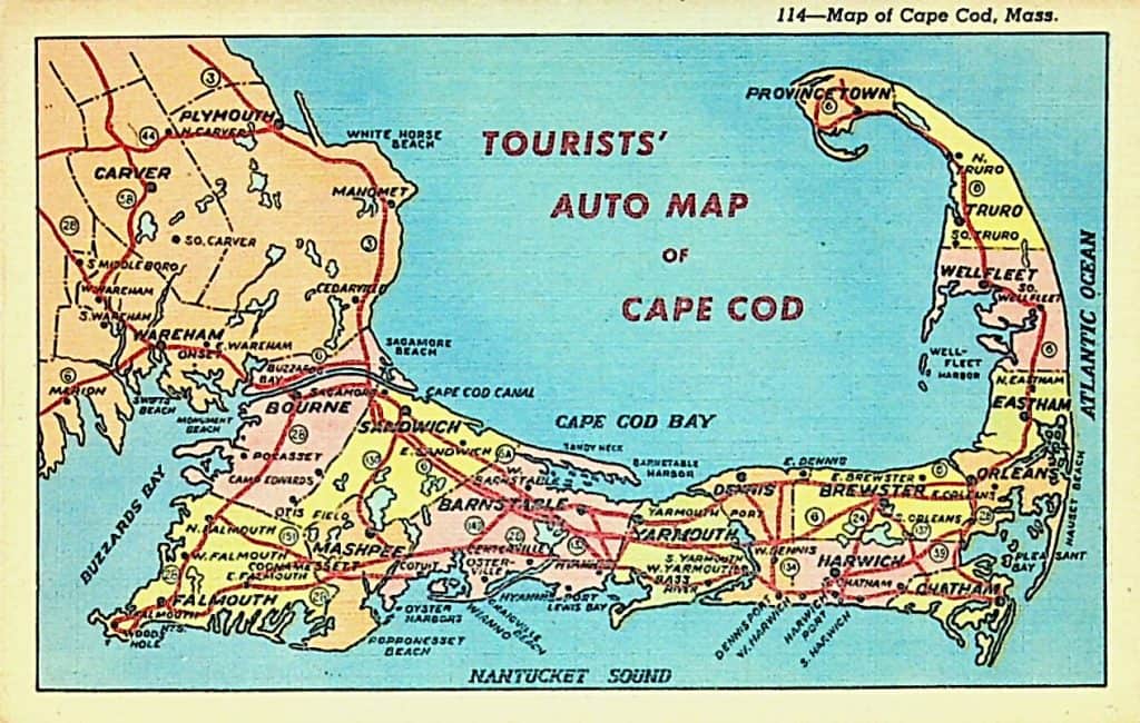No. 5575 Tourists' Auto Map of Cape Cod, ca1930s | Circle 7 Framing